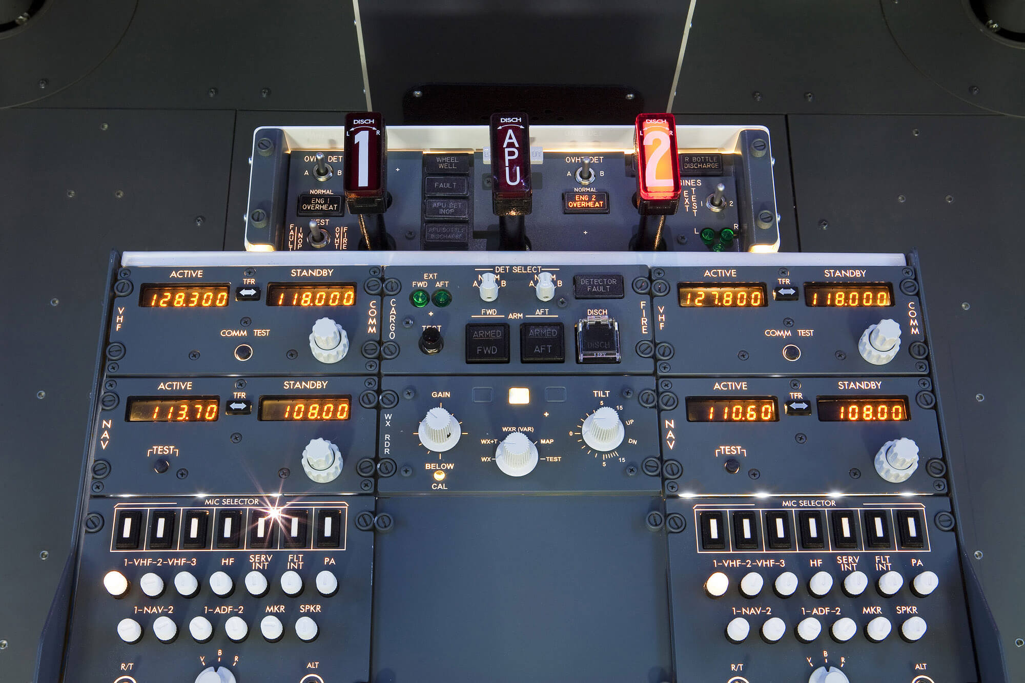 B737 Pedestal PRO with Fire Panel | Flight Simulator Center